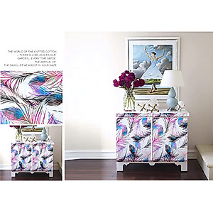 Yifasy 2 Pack Shelf Liners Purple Peacock Feathers Self-Adhesive Drawer Papers Renovation Furniture 17.7 Inch Wide