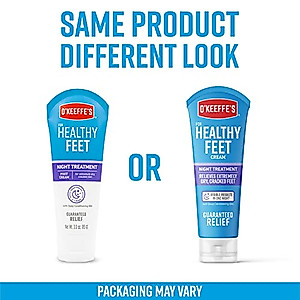 O'Keeffe's for Healthy Feet Night Treatment Foot Cream, Guaranteed Relief for Extremely Dry, Cracked Feet, Visible Results in 1 Night, 3.0 Ounce Tube, (Pack of 2)