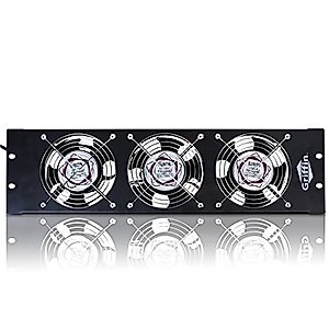 GRIFFIN Rackmount Cooling Fan | 3U Ultra-Quiet Triple Exhaust Fans, Keep Studio Audio Equipment Gear Cool | Rack Mount on Network IT System Server Rails | DJ PA AMP Temperature Control Panel Cabinet