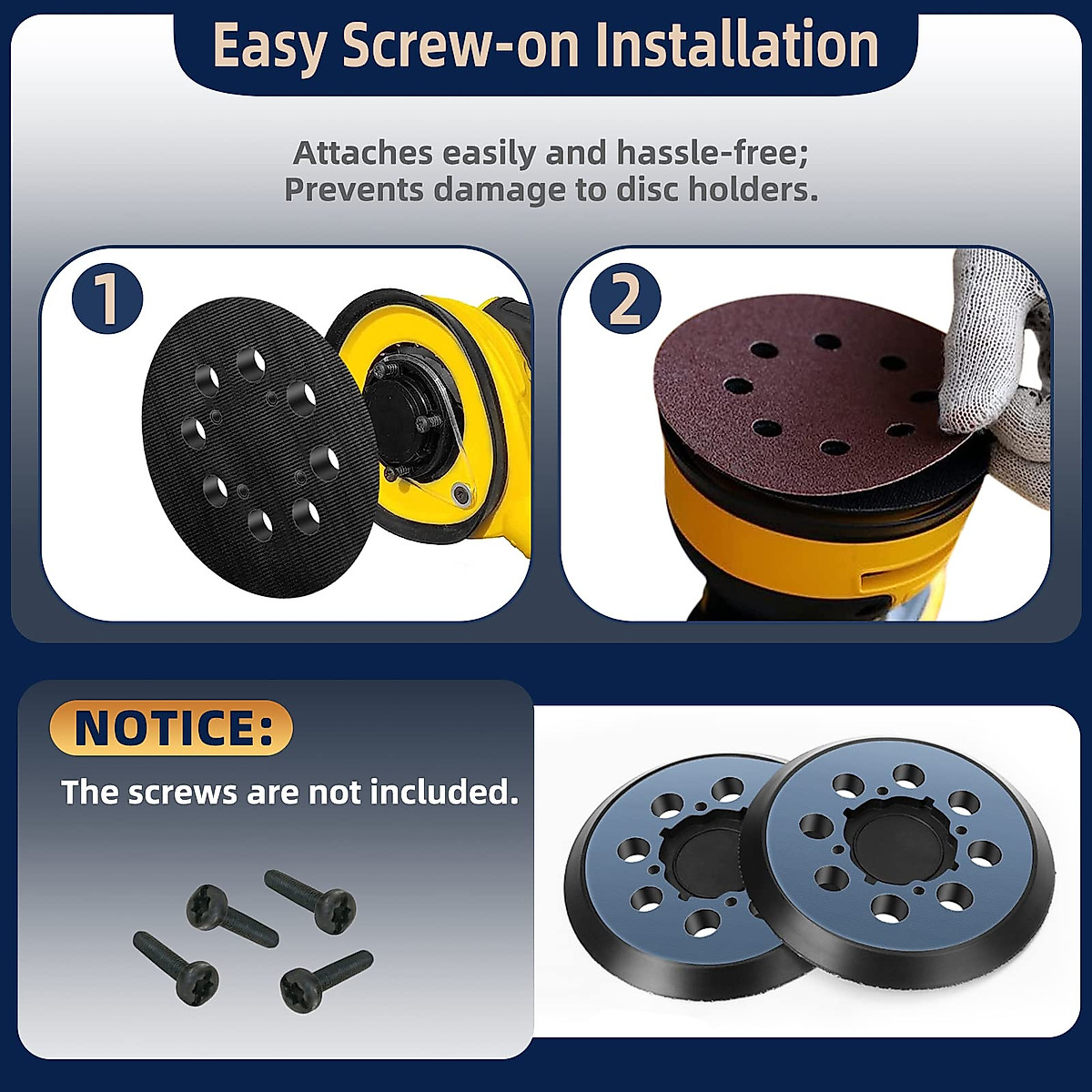 3 Packs 5 inch 8 Hole Hook and Loop Sander Pad Replacement Parts for DeWalt DWE64233 & N329079 Compatible with DWE6423/6423K, DWE6421/6421K, DWE6421-B2, DWE6421-B3, DWE6421-BR, DCW210B Orbital Sander