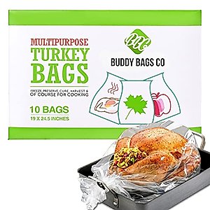 Buddy Bags Co Multipurpose Turkey Oven Bags - Made in USA - 19" x 24.5" - 10 Pack