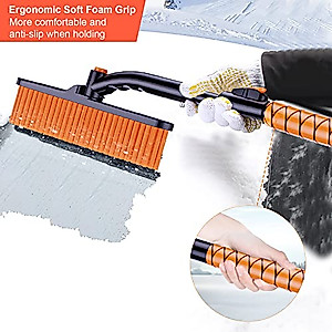 DOTAATDW 44 Inch Extendable Snow Brush and Ice Scraper for Car Windshield, 360° Pivoting Snow Scraper with Foam Grip for Car, Trucks, or SUV Window and Windshield