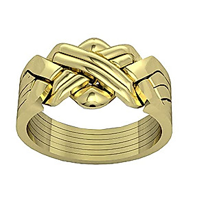 OFLIUM 6 band Classical Turkish Puzzle Ring 14K Real Yellow Gold Plated Braided Interlocking Knott unique gift for him, for her, girlfriend, mom, dad PRN (10)