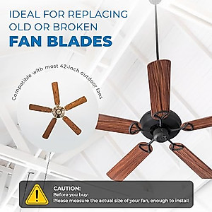 OHLECTRIC 5PCS 16 ½ Inches Fan Blades - Fan Replacement Blades For 42-inch Ceiling Fan - Substitution for Broken Blades - High-Performance Ceiling Fan Blades - Indoor Use, Oak/Walnut - OL-40489