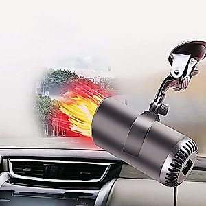 Portable Car Heater 12V 150W Car Heater That Plugs into Cigarette Lighter Portable Heater for Vehicle, Car Windshield Defogger Defroster,2 In1 Fast Heating or Cooling Fan for Cars,Gray