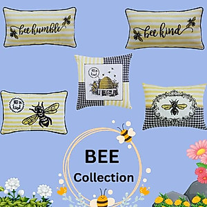 Comfy Hour 10" Polyester Bee Humble Accent Throw Pillow Cushion for Home Decoration, Yellow, Spring in Garden Collection