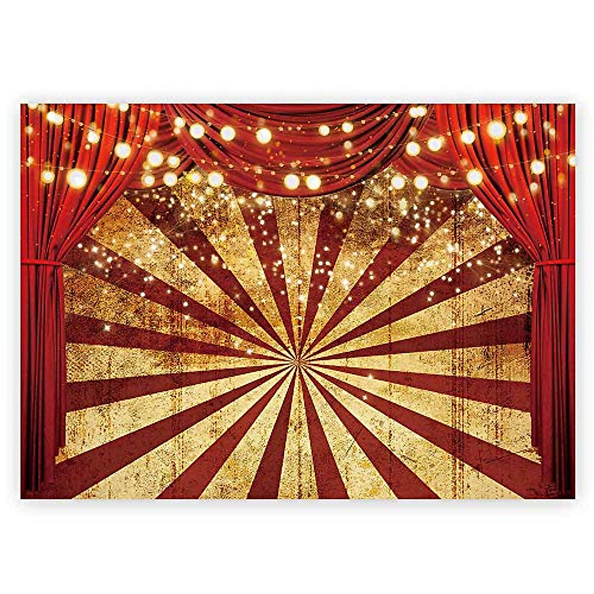 Funnytree Golden Glitter Red Curtain Photography Backdrop Circus Carnival Sparkle Stripes Background Baby Shower Birthday Party Potrait Cake Table Decoration Banner Photo Booth Props Halloween 7x5ft