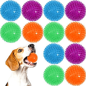 12Pack Squeaky Dog Toys,2.5" Spiky Dog Ball,Dog Spiky Ball Cleans Teeth Pet Toys,Squeaky Dog Balls for Aggressive Chewers,TPR Rubber Puppy Toys,Bright Color Dog Chew Toys for Small Medium & Large Dogs