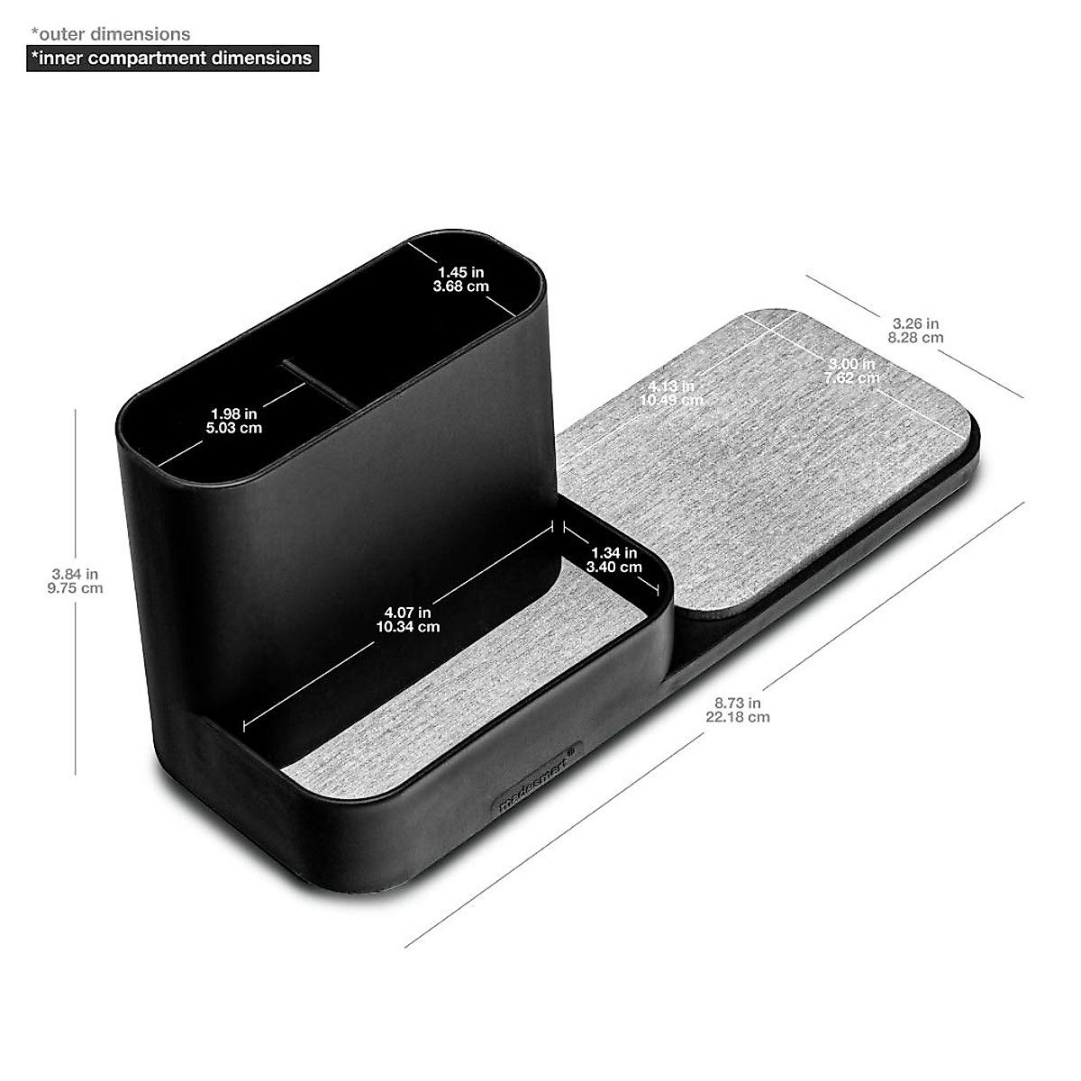 madesmart Sink Station-Granite, Drying Stone Collection, 3 Compartment, Accelerates Moisture Evaporation, Natural & Mineral Materials, Non-Slip Base