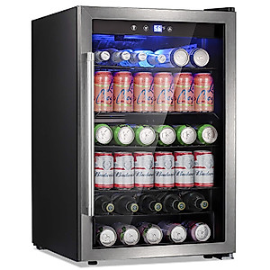 Antarctic Star Beverage 4.4Cu.Ft Refrigerator Cooler -145 Can Mini Fridge Glass Door for Soda Beer or Wine, Small Drink Dispenser, for Home Office or Bar.