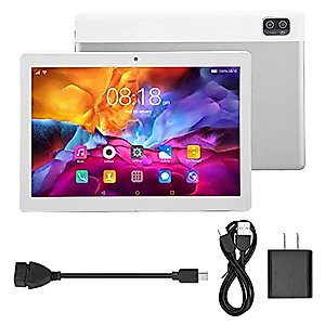10.1 Inch Tablet for Android12, 1960x1080 HD IPS Display 5G WiFi Tablet 6GB 128GB Support 128GB TF Card, Silver(US)