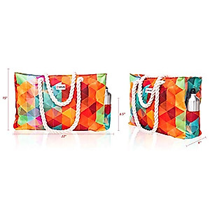 SHYLERO Beach Bag and Pool Bag. Has Airtight Pouch, Key Holder. Beach Tote is Zippered, Waterproof (IP64) - L22xH15xW6