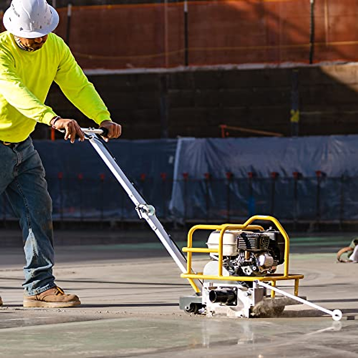 TOMAHAWK 6" Early Entry Concrete Saw Walk Behind Green Joint Saw with 3.5HP Gas Powered GX120 Honda Engine and Dust Control