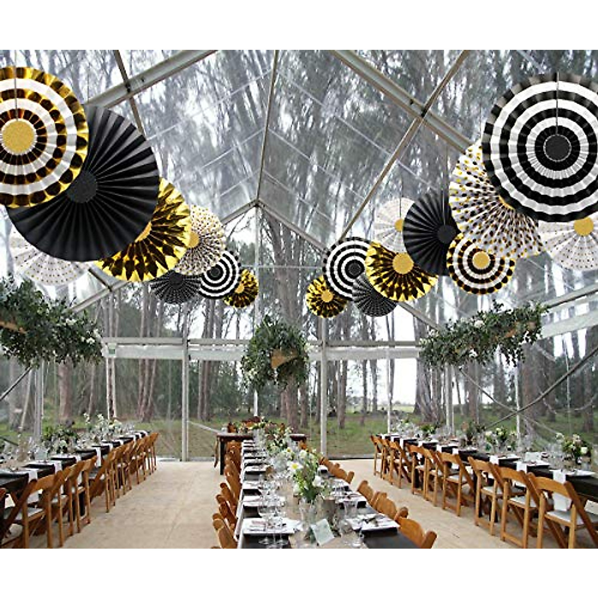 KAXIXI Party Hanging Paper Fans Decorations, Wedding Birthday Bachelorette Bridal Shower Party Ceiling Hangings Gender Reveal Baby Shower Party Decorations, 8pc