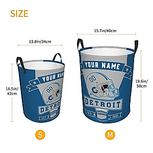 Custom Detroit Laundry Hamper Personalized Name Number Dirty Clothes Hamper Storage Basket Waterproof Large Capacity Hamper for Bathroom Bedroom