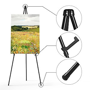 Easel Stand for Display, Aredy 63" Portable Painting Easel, Lightweight Metal Easels for Painting Canvas, Wedding Sign (2 Pack)