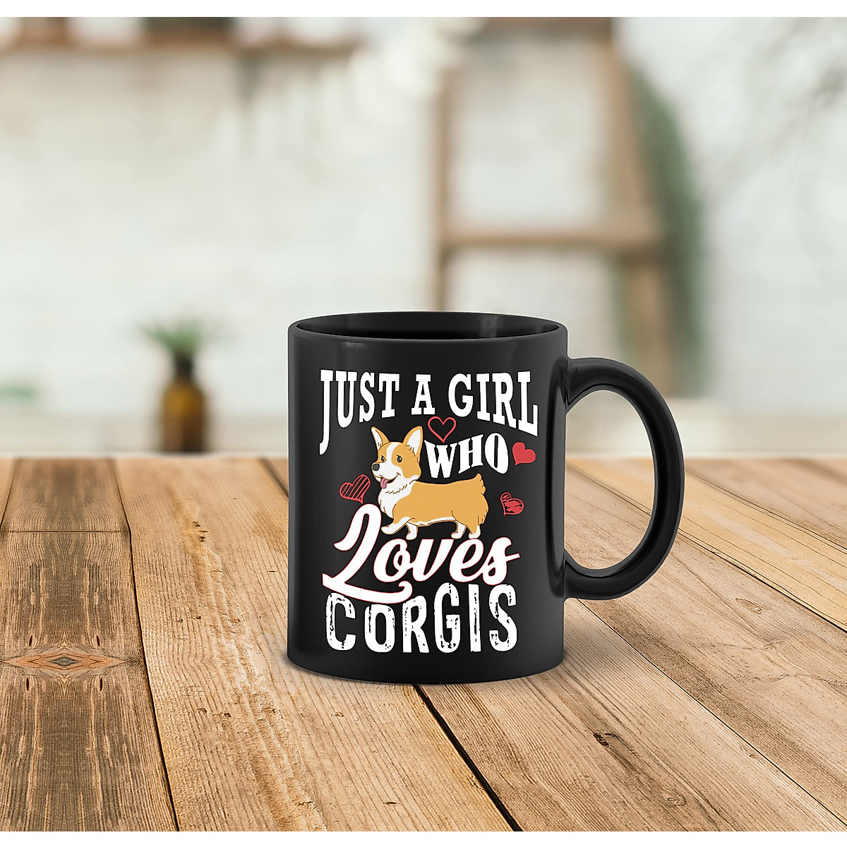PUHEI Just A Girl Who Loves Corgis 11 Ounces Ceramic Mug Cup, Cute Corgi Dog Coffee Tea Mug Cup, Home Girls Room Office Decor, Christmas Birthday Gifts for Dog Lovers Corgi Mom Owner Girls