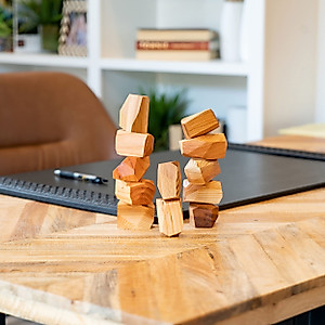 PERCHED Natural Pine Stacking Rocks, Large Wooden Blocks, Montessori Puzzle Game, Toddler Toys For Classroom, Wood Balancing Stones Set (12 Pc)