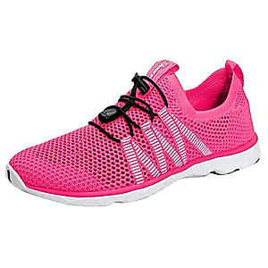 SUOKENI Women's Quick Drying Slip On Water Shoes for Beach or Water Sports Rose Red,Size:US 7.5/EU 38