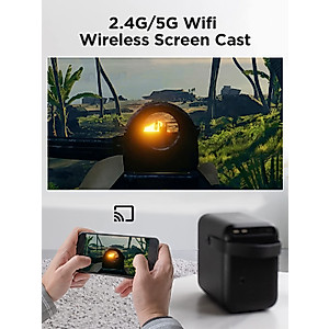 POKITTER Orca Retro 1080P Projector with WiFi and Bluetooth, 650 ANSI Lumens, Android 9.0 with 5000+ Apps, Auto Focus, 4D Keystone Correction, 10W Speakers, 40"-200" Image for Home,HDR10+,T6R MAX