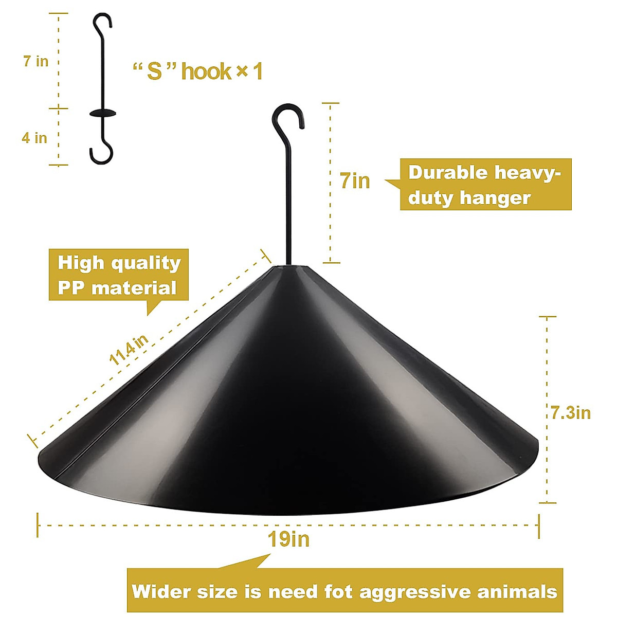 Queension Squirrel Baffle Wrap Guard Around Protects Hanging Bird Feeders for Outdoor Shepherd’s Hook, Save Bird Houses from Squirrels, Raccoons, and Rodents - Hang Mount 19 Inch 1pcs