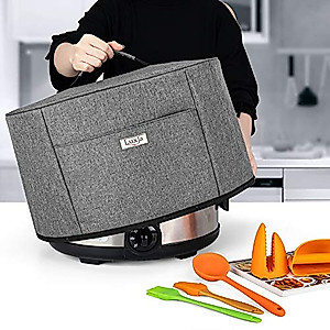 Luxja Slow Cooker Cover (Aluminum Foil Lining), Slow Cooker Dust Cover Fits for Most 6-8 Quart Oval Slow Cooker, Gray