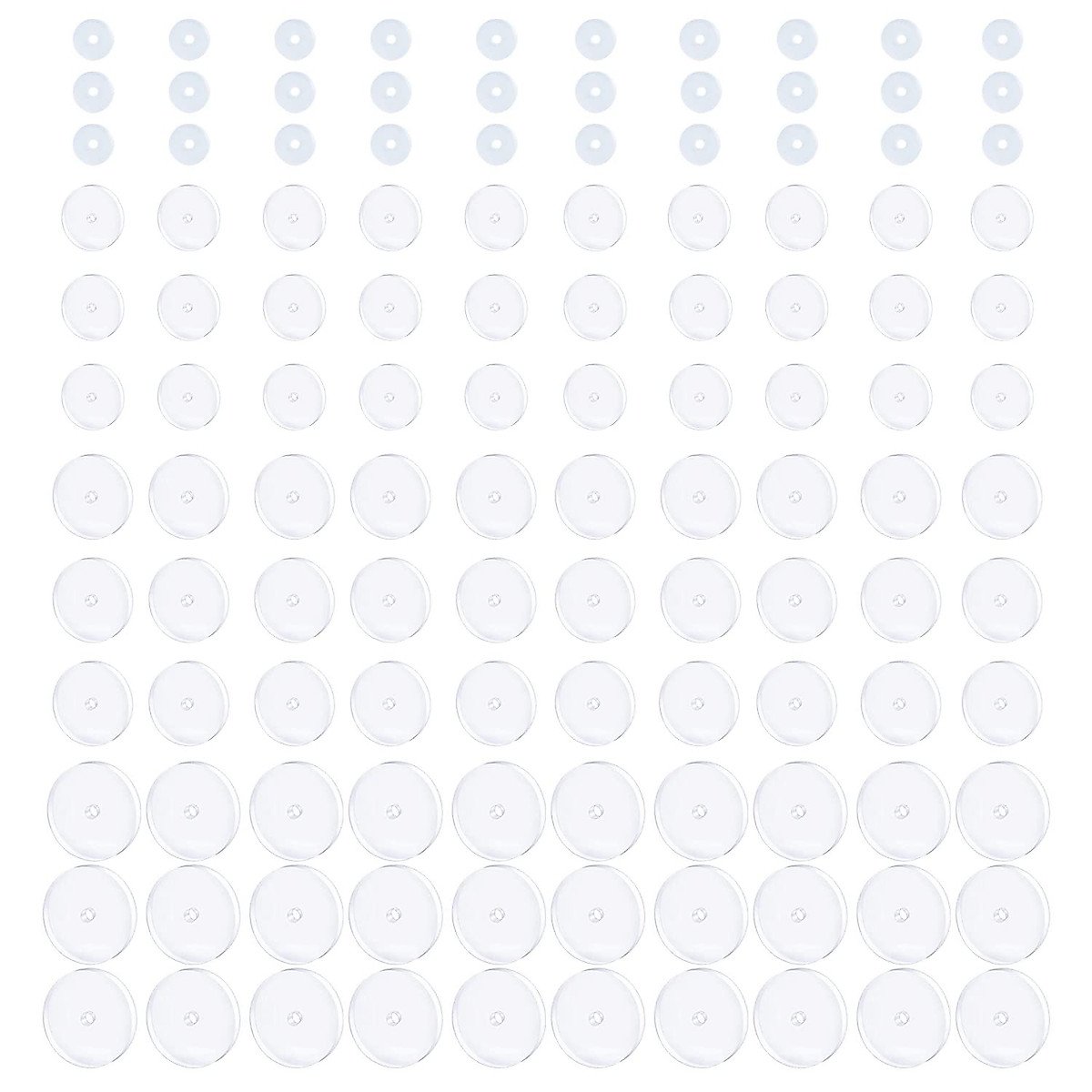 4size 120pcs Clear Disc Cushion Stabilizer Plastic Earring Back Plugs, Pressure Silicone Earrings For Keloid Healing Pads Navel Piercing Kit, 3/5/7/9mm Earlobe Support Patch