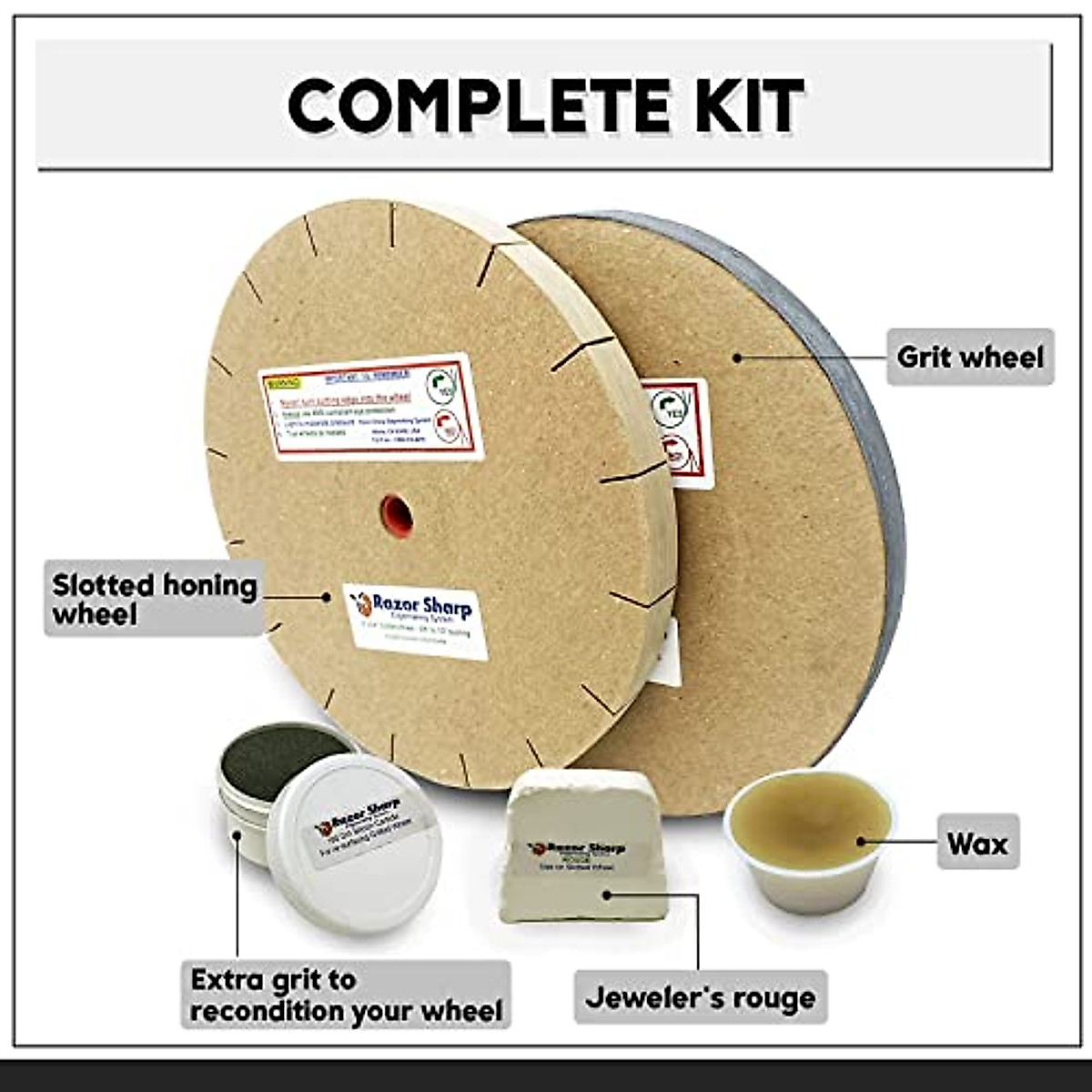 Razor Sharp Edgemaking System 8 Inch Deluxe Blade Sharpening Kit | For 6 Inch Bench Grinder | Made in the USA