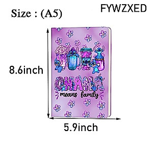 FYWZXED Stitch Lover Gifts Touch Me And I Will Bite You Leather Notebook Movies Lover Gift Birthday Gifts for Women Family Friends Graduation Gifts for Son Daughter (ohana means family)