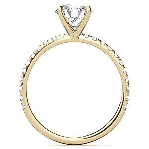 10K Solid Yellow Gold Handmade Engagement Ring 2.00 CT Round Cut Moissanite Diamond Solitaire Wedding/Bridal Rings Set for Women/Her, Amazing Ring Gift for Her