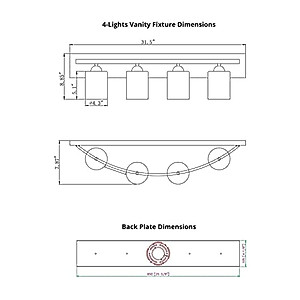 Dorence Vanity Bath Light Bar Interior Lighting Fixtures Over Mirror Modern Glass Shade, Hollywood Style Wall Sconce for Makeup Dressing Table (Brushed Nickel, 4 - Lights)
