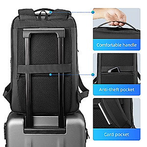 Muzee Laptop Backpack For Men Business Backpack With TSA LocK Charging Pulg Waterproof & Anti-Scratch Shell Backpack Fit 15.6 inch PC Slim Casual Daypack