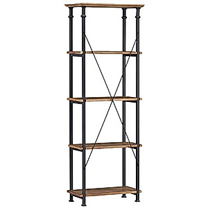 Homelegance Factory 4-Teir Bookcase, Rustic Brown