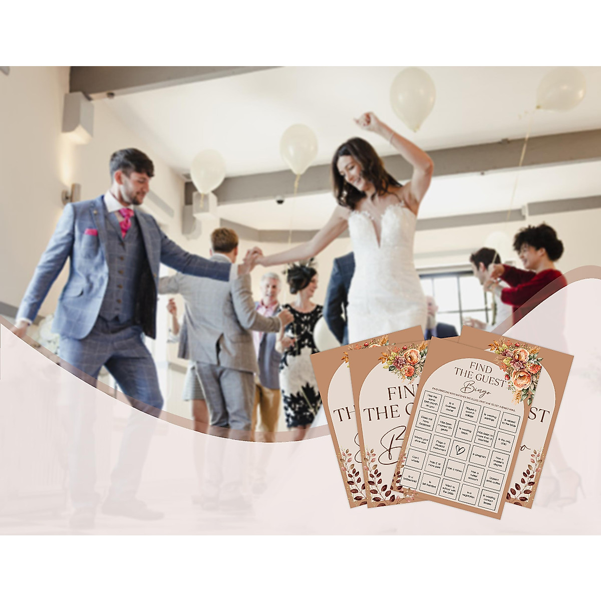 Find The Guest Bingo Bridal Shower Games,Rustic Orange Flower Bridal Shower Game Cards,Bridal Shower Games 30 Guests,Bachelorette Party Games,Wedding Games,Engagement Party Game,Shower Decoration(1)