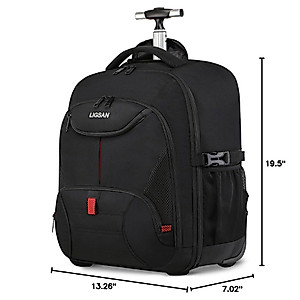 Rolling Backpack,Large Backpack with Wheels for Men Women Adults,17inch Waterproof Wheeled Travel Laptop Backpack,Carry on Luggage Bag Trolley Suitcase Business College School Computer Bookbag,Black