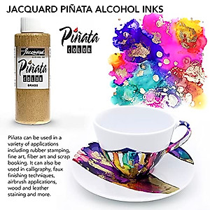 Pinata Rich Gold Alcohol Ink 4-Ounce, Pixiss 20ml Needle Tip Applicator Bottle and Funnel, Bundle for Yupo and Resin