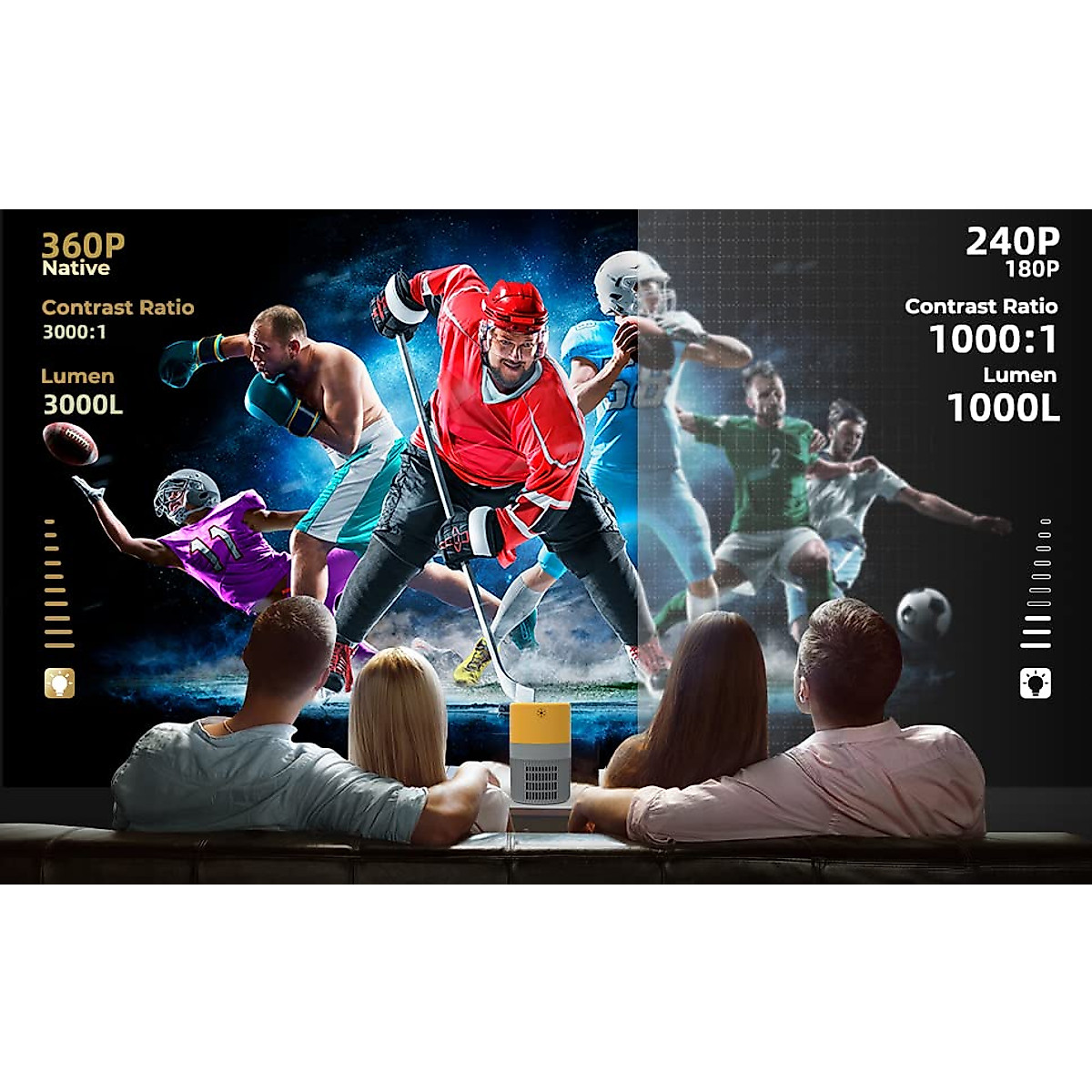 VR robot Portable Projector, Mini Projector 1080P FHD 100" Screen Supported,Movie Projector, Compatible with iOS/Android/PC/Xbox/PS5