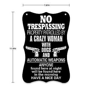 WaaHome Funny No Trespassing Signs Private Property Sign, 7.8''X11.8'' Safety & Privacy Warning Sign