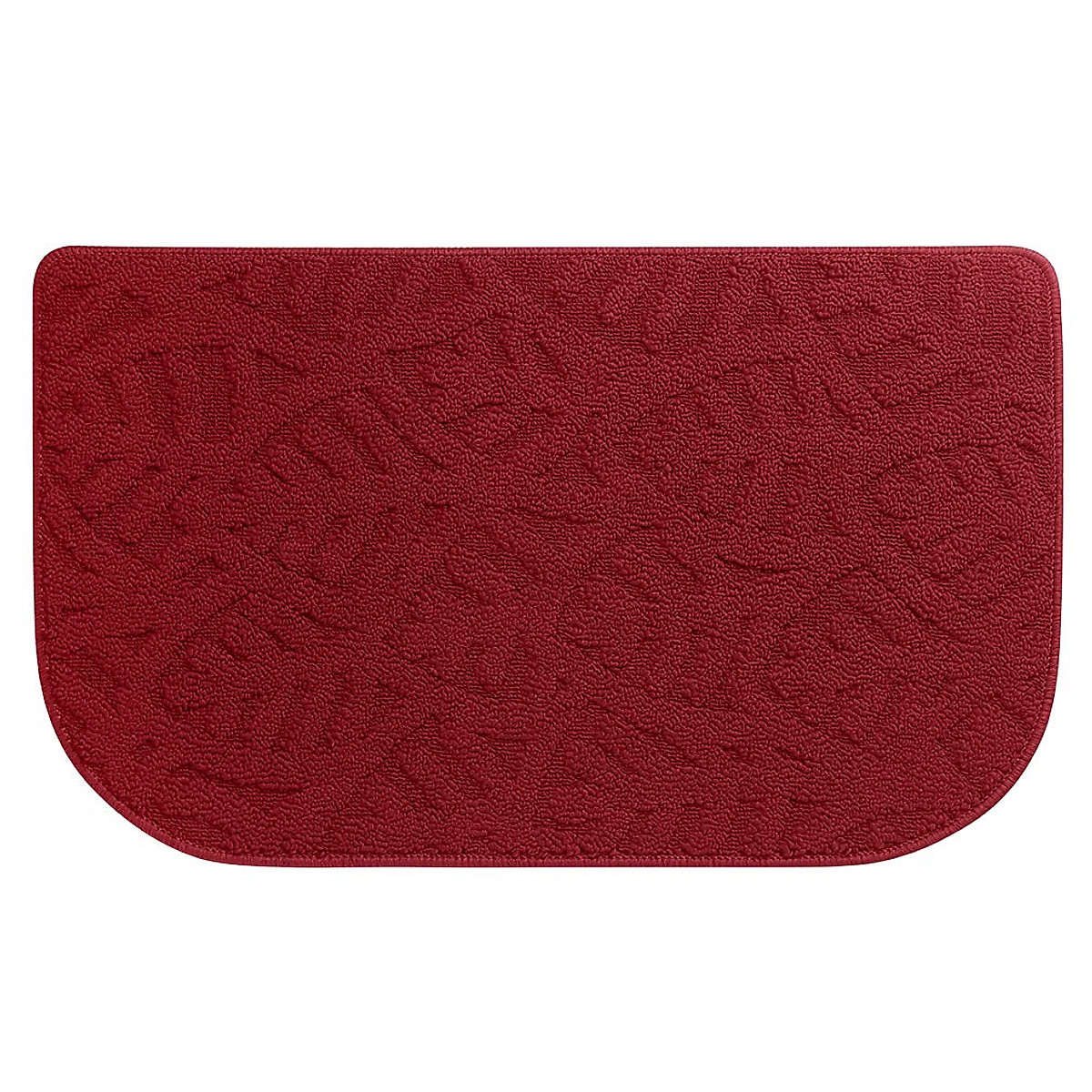 VANZAVANZU Kitchen Rug Mats, 30"x18" Non Slip Kitchen Mat Irregular Half Round Kitchen Carpet, Designed in Latex Backing Absorbent and Machine Washable for Kitchen Doorway Bathroom Floors (Red)
