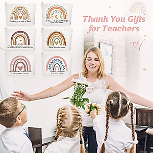 Rtteri 6 Set Teacher Appreciation Gifts Bulk 12 oz Rainbow Tumbler with Lid Straw Brush Keychains Makeup Bags Thank You Teacher Gift Back to School Appreciation Gift Set for Birthday Graduation Women