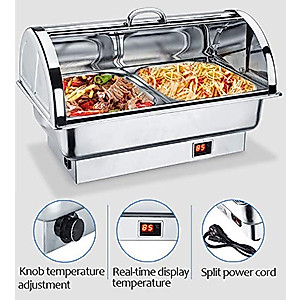 Stainless Steel Chafing Dishes 9L Buffet Server and Warmers Catering Food Warmers with 90° Half Clamshell for Parties Buffets Banquets - Adjustable (Full Size)