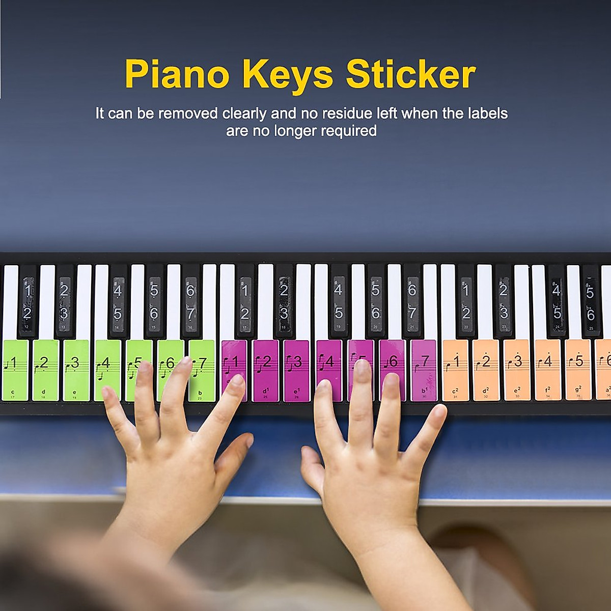 Removable Piano Stickers,Electronic Keyboard Note Keys Stickers Labels For 49/61 / 76/88 Key Keyboards For Kids And Beginners Learning Piano Or Keyboard (Multicolor) Keyboard Tasche Piano Keyb
