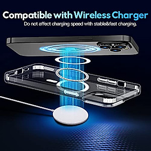 MOZOTER Magnetic for iPhone 14 Pro Max Case,[Compatible with Magsafe] [Anti-Yellowing][Glass Screen Protector+Camera Lens Protector] Shockproof Slim Thin Phone Case Cover 6.7 inch-Clear