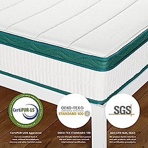 Oleesleep 13 Inch Dual Layered Gel Hybrid Memory Foam Mattress, CertiPUR-US Certified, Green, King