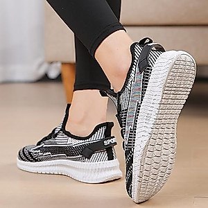 Copulan Womens Slip On Walking Shoes Non Slip Running Shoes Breathable Workout Shoes Lightweight Gym Sneakers Black