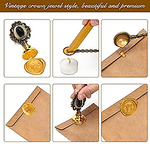 AngleKai Quill Pen and Ink Set, Calligraphy Feather Pen Set with Wax Seal Stamp, Ink, and Wax Seal Sticks, Replacement Nibs, Spoon, Envelope Letter Paper, White Wax, Antique Quills for Gift (Blue)