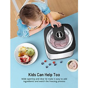 2.1 Quart Ice Cream Maker, Paris Rhône Automatic Homemade Electric Ice Cream Maker Machine for Countertops with Freezer Bowl, Spatula, Scoop, Measuring Cup for Frozen Yogurt, Creamy Ice Cream,