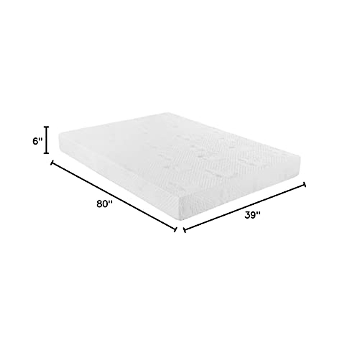 Olee Sleep 6 Inch Memory Foam Mattress, Twin XL, White