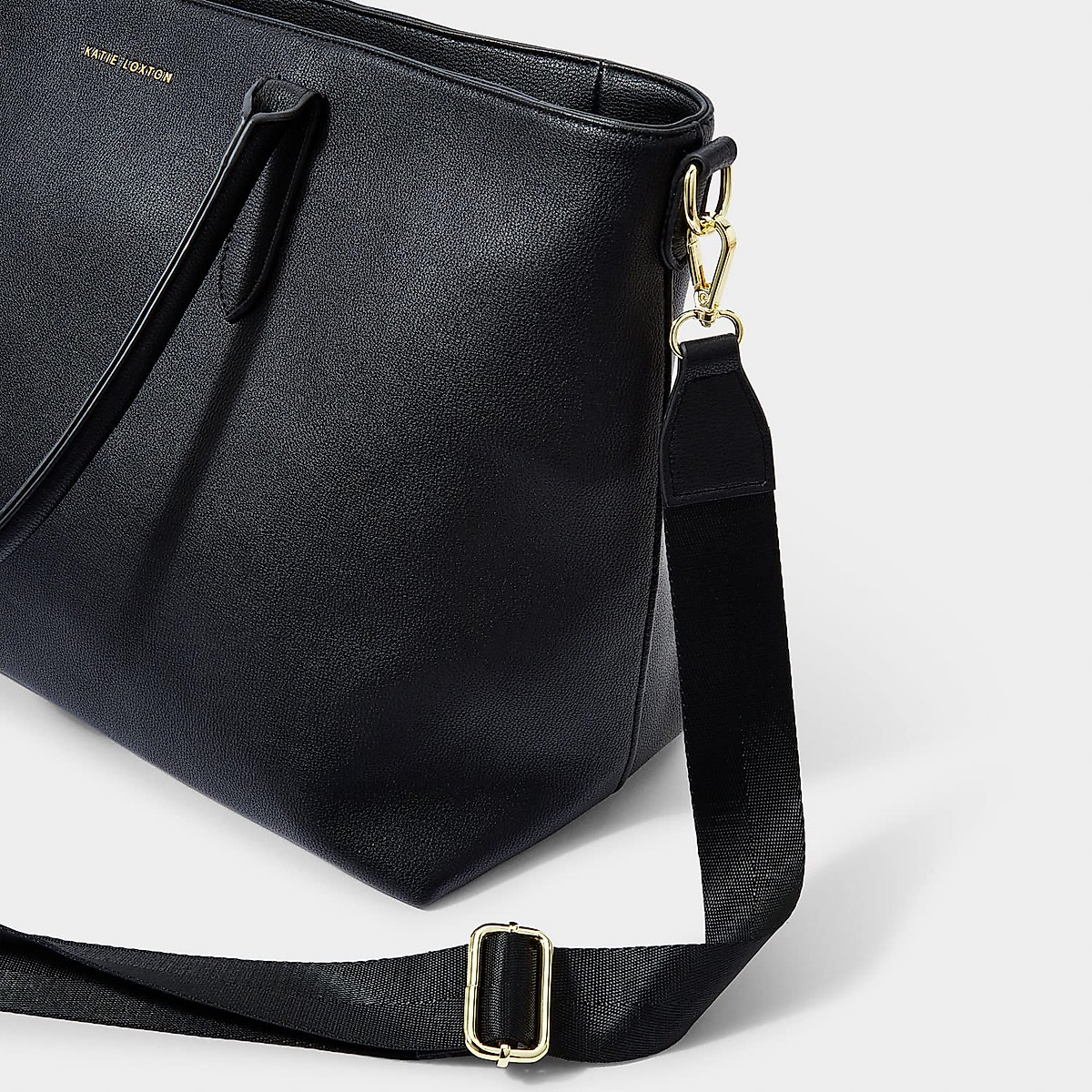 KATIE LOXTON You Got This Womens Vegan Leather Zippered Large Changing Tote Bag Organizer in Black