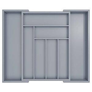 Chubangshou Utensil Organizer Silverware Holder, Adjustable Kitchen Drawer Organizer for Large Utensils, Bamboo Cutlery Organizer in Drawer (Black)